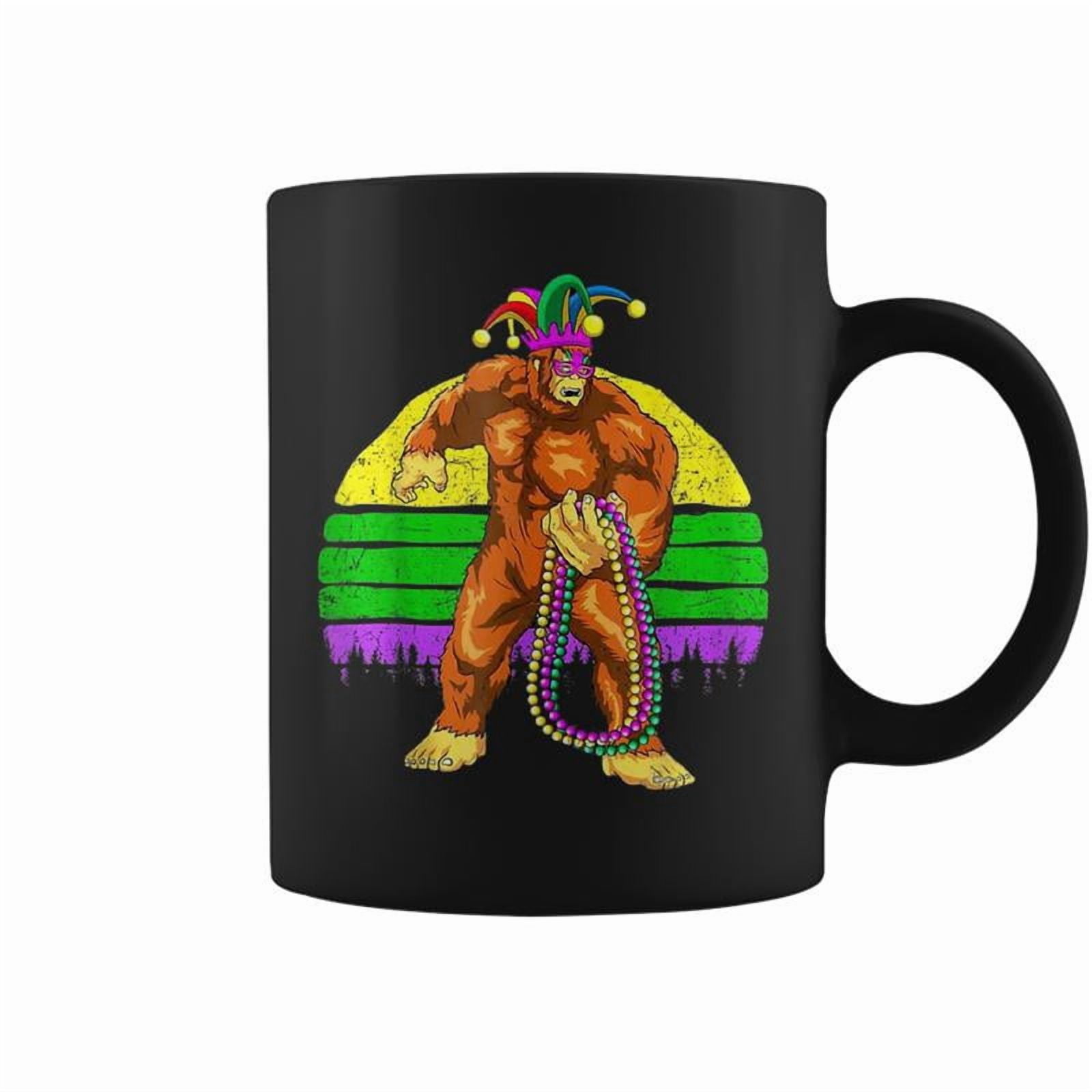 Bigfoot Sasquatch Jester Hat Beads Mardi Gras Carnival V2 Coffee Mugs ...