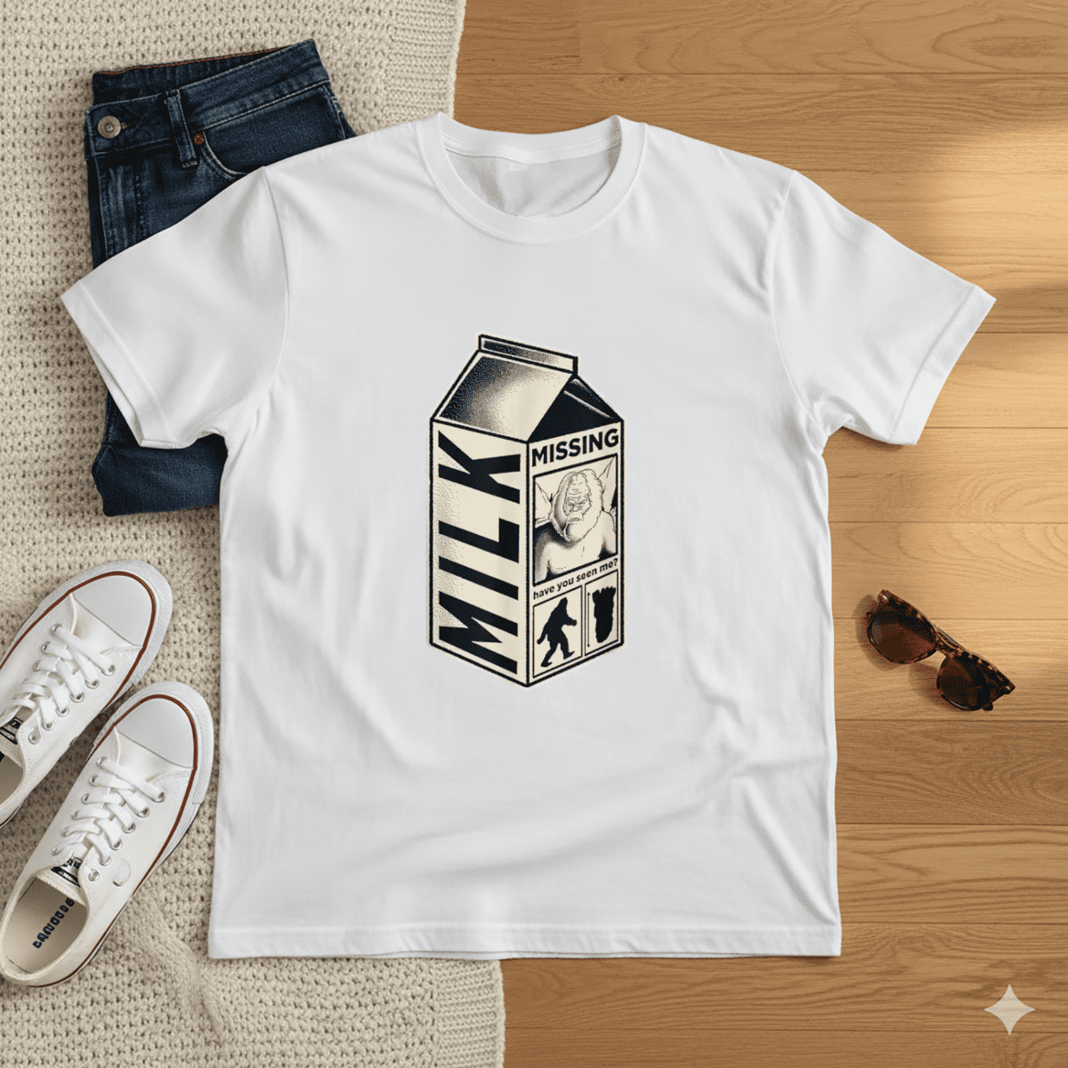 Bigfoot Sasquatch Milk Box Cryptid Folklore Cryptozoology Unisex T ...