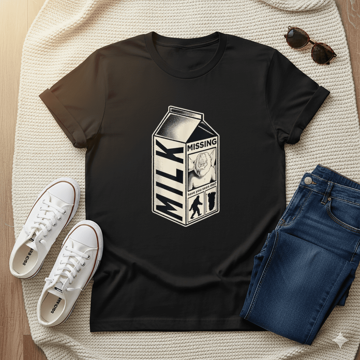 Bigfoot Sasquatch Milk Box Cryptid Folklore Cryptozoology Unisex T ...