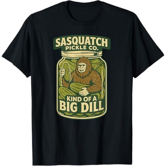 Bigfoot Sasquatch Pickle Vintage-Style Funny Pun Graphic T-Shirt ...