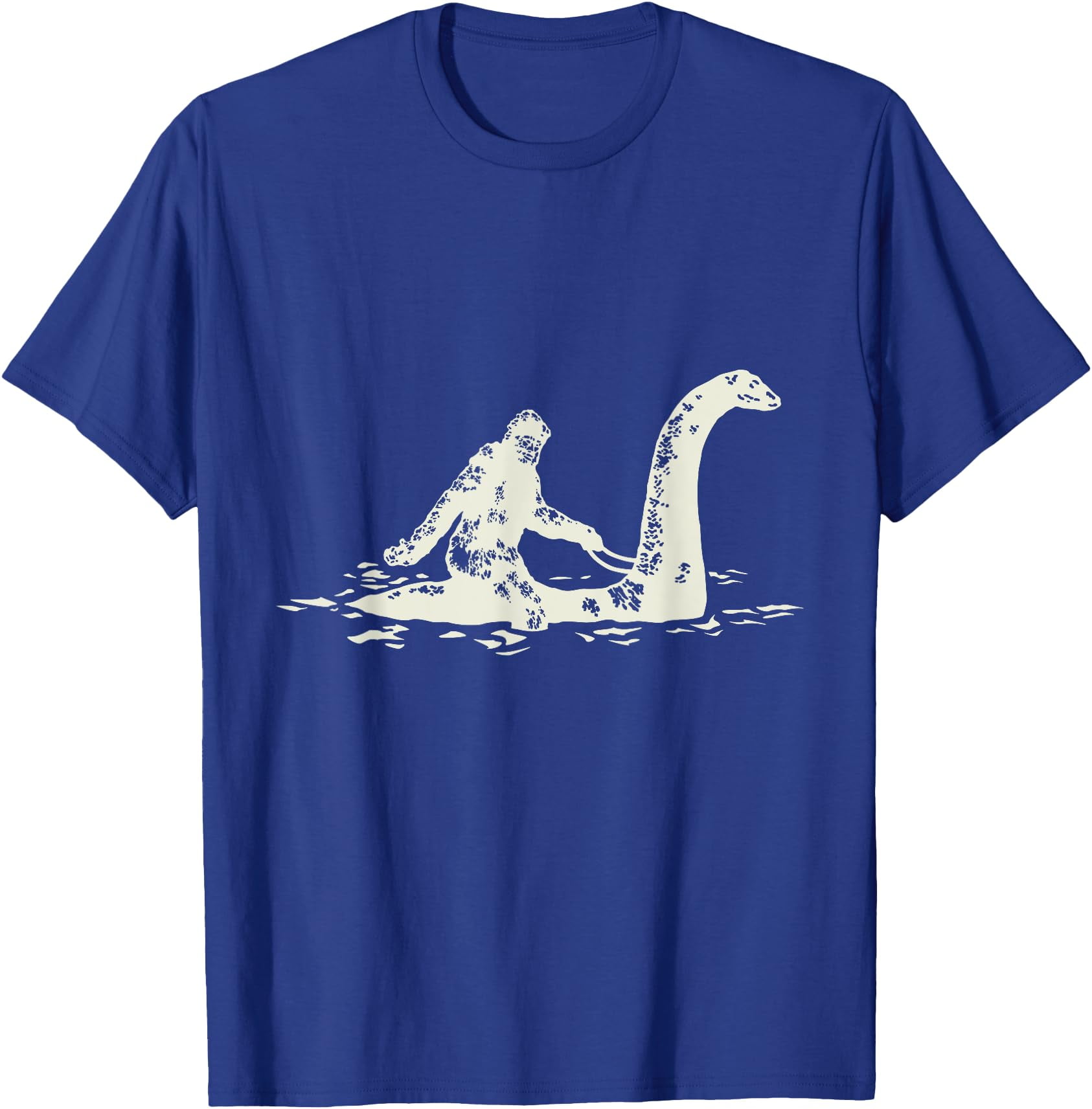 Bigfoot Sasquatch Riding The Loch Ness Monster Funny Unisex T-Shirt for Men Women Kids Toddler ...
