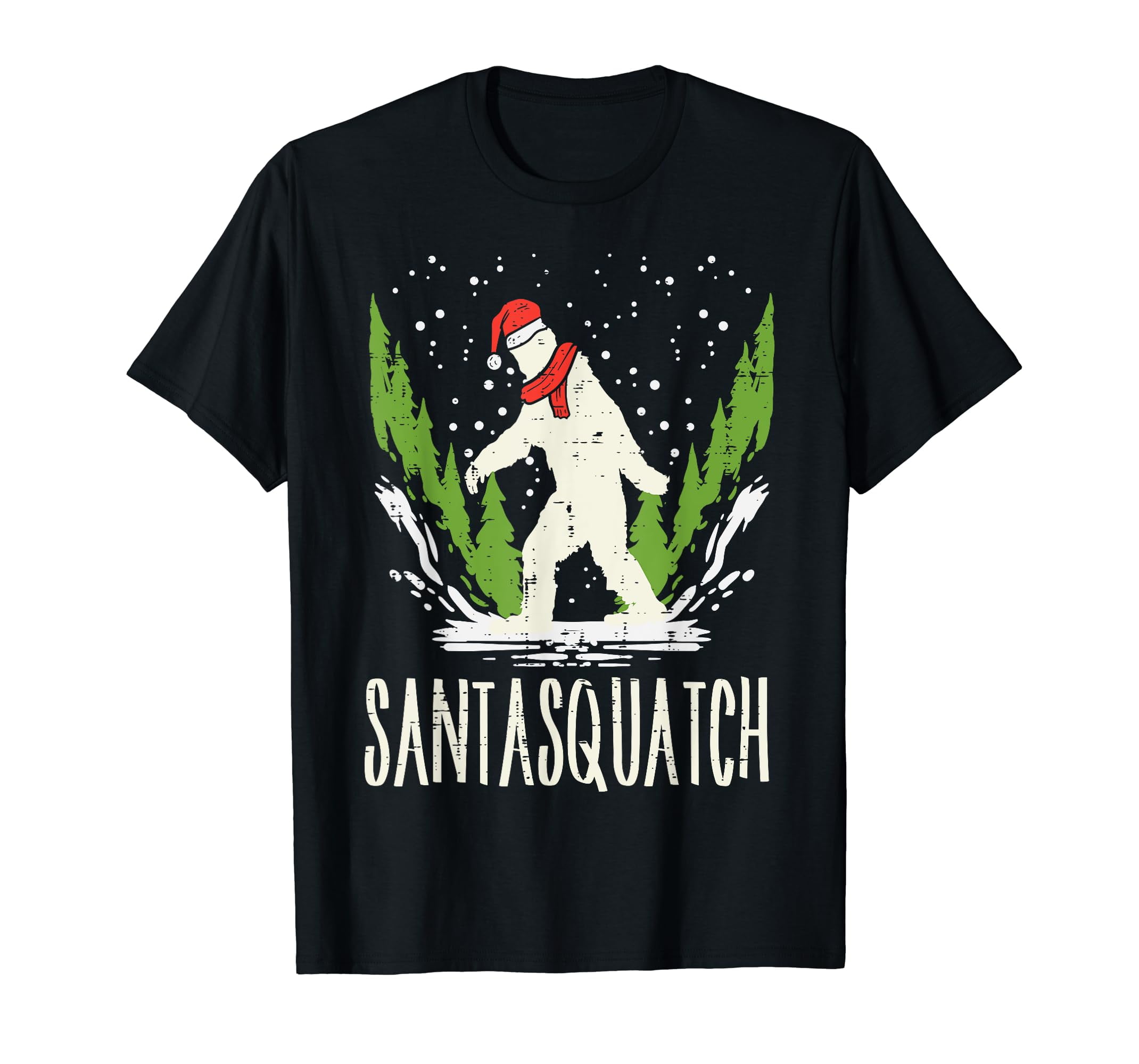 Bigfoot Sasquatch Santa Squatch Christmas Xmas Pajama PJ T-Shirt ...