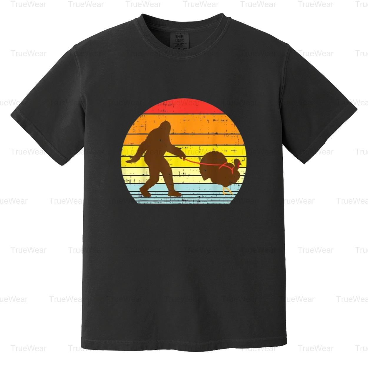 Bigfoot, Sasquatch, Turkey, Sunset, Retro, Thanksgiving, Cryptid, Art ...