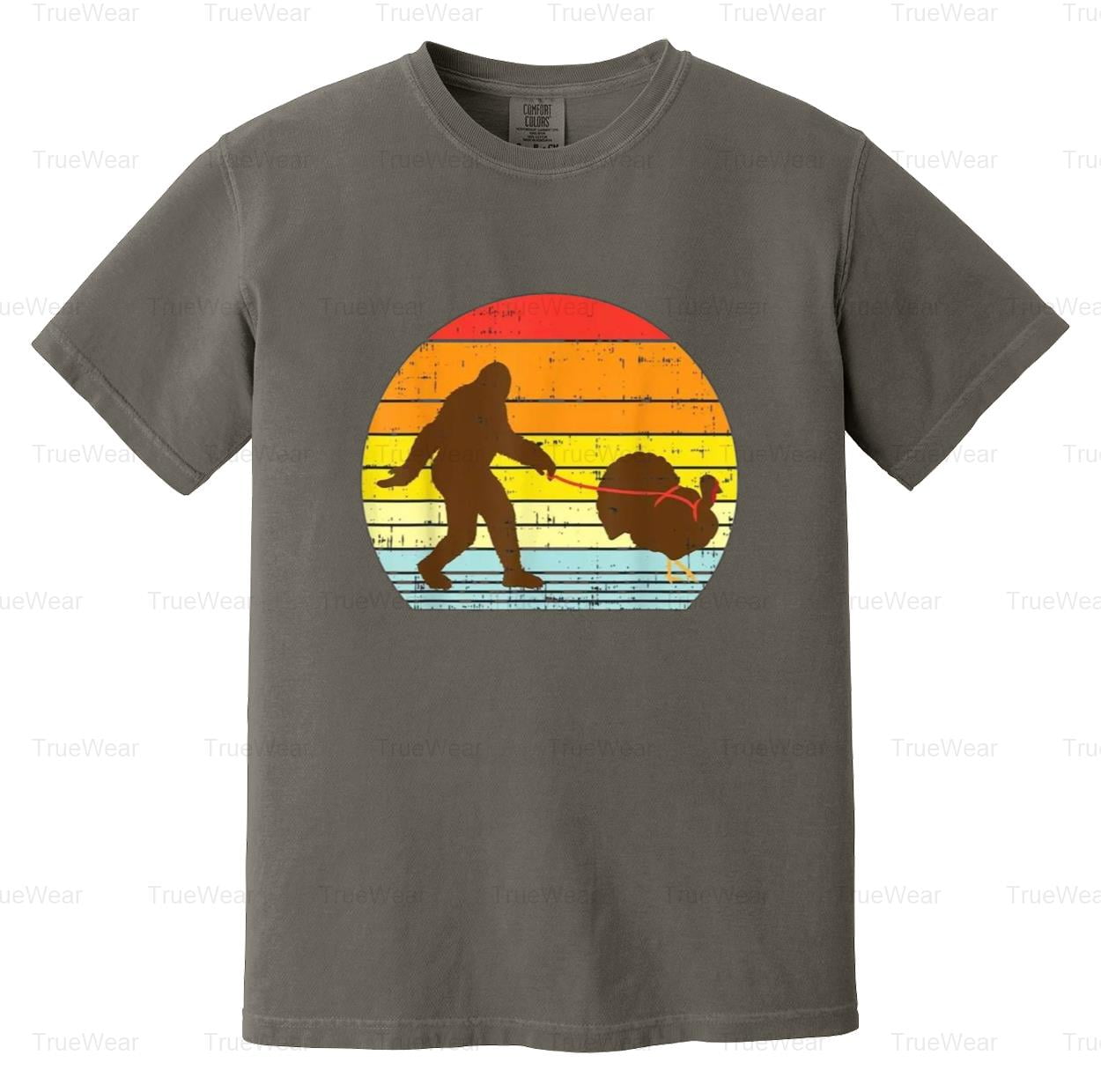 Bigfoot, Sasquatch, Turkey, Sunset, Retro, Thanksgiving, Cryptid, Art ...