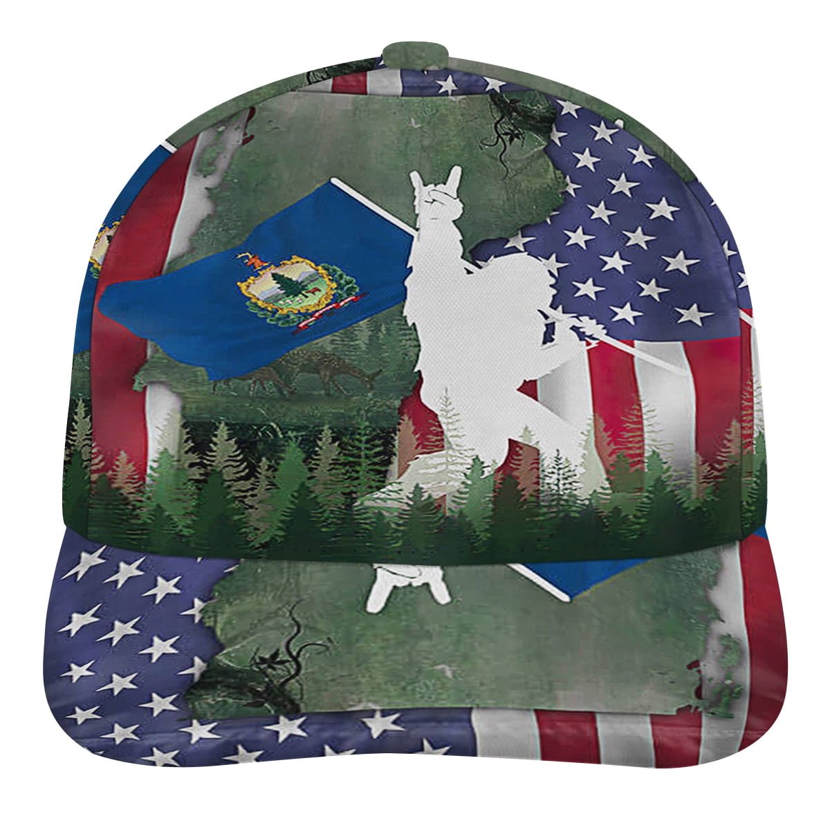 Bigfoot Sasquatch Vermont American flag baseball cap hat - Walmart.com