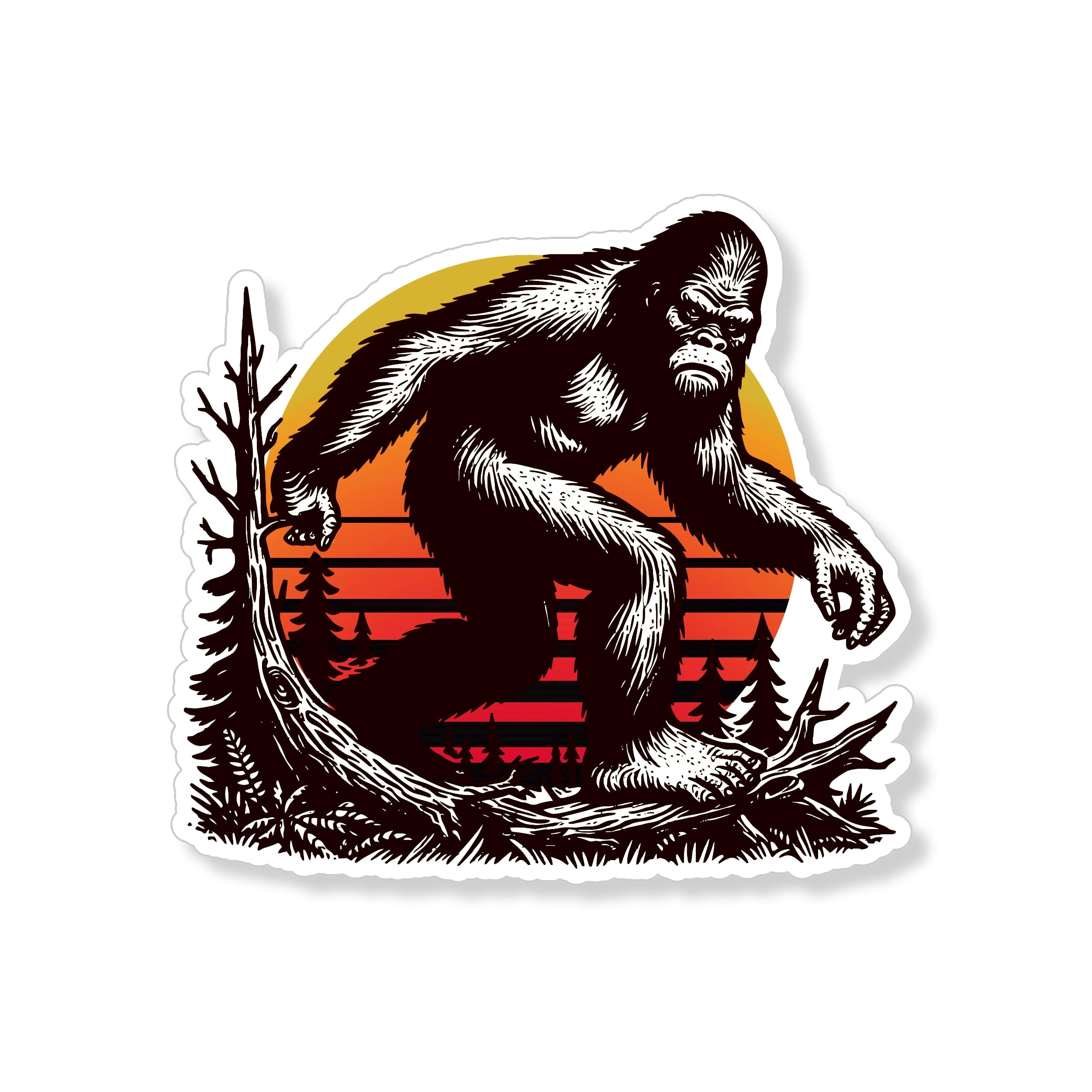 Bigfoot Sasquatch Vintage Style Retro Synth Wave Old School Sticker ...