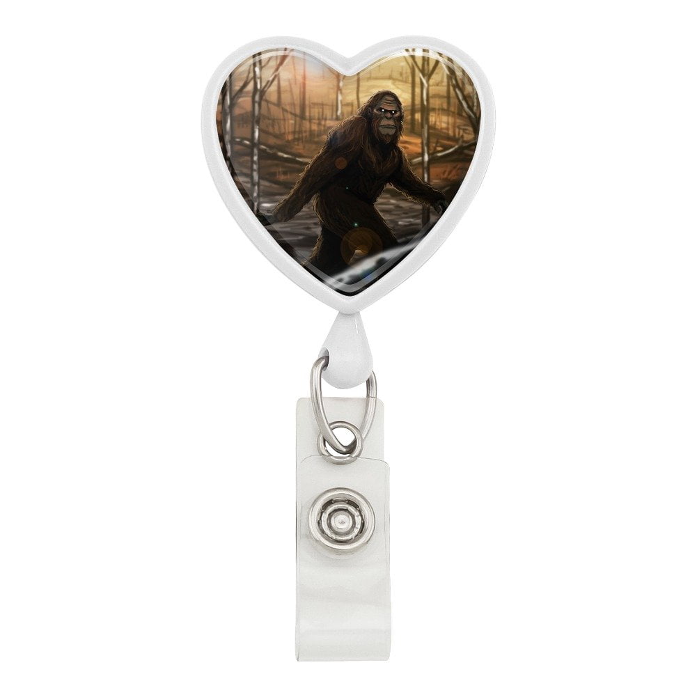 Bigfoot Sasquatch Walking in The Woods Heart Lanyard Retractable Reel ...
