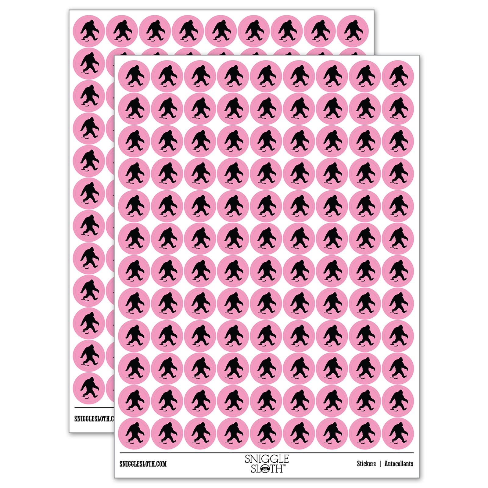 Bigfoot Sasquatch Walking with Footprint Trail 200+ Round Stickers ...