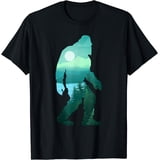 Bigfoot Sasquatch Wild Animal Landscape Moon Night Cool T-Shirt ...