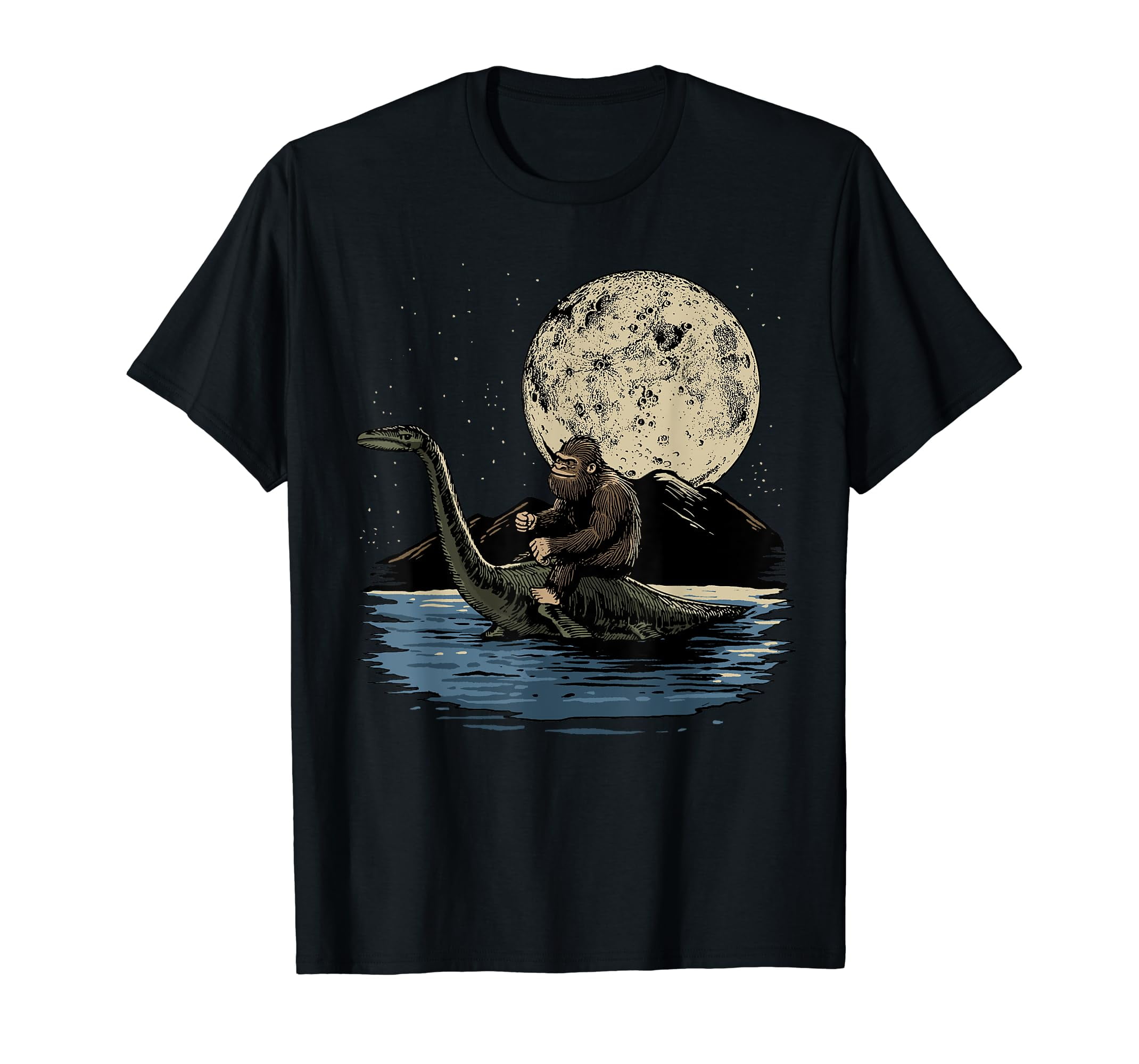 Bigfoot Shirt Sasquatch Riding The Loch Ness Monster Cryptid T-Shirt - Walmart.com