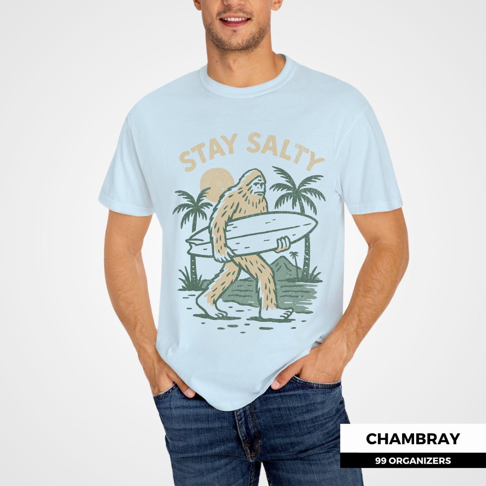 Bigfoot Shirt - Stay Salty Funny Sasquatch Surf Tee, Summer Shirt ...