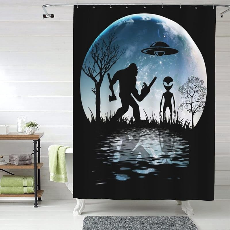 Bigfoot Shower Curtain for Bathroom America Flag Shower Curtain Quick ...