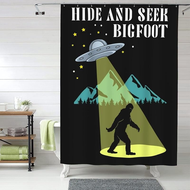 Bigfoot Shower Curtain for Bathroom America Flag Shower Curtain Quick ...