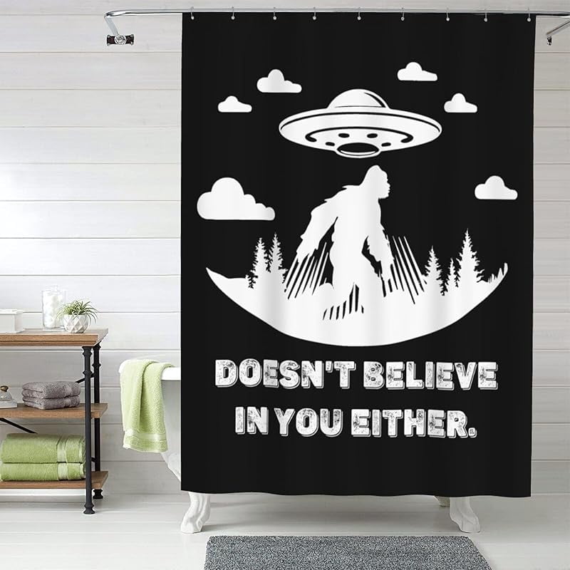 Bigfoot Shower Curtain for Bathroom America Flag Shower Curtain Quick ...