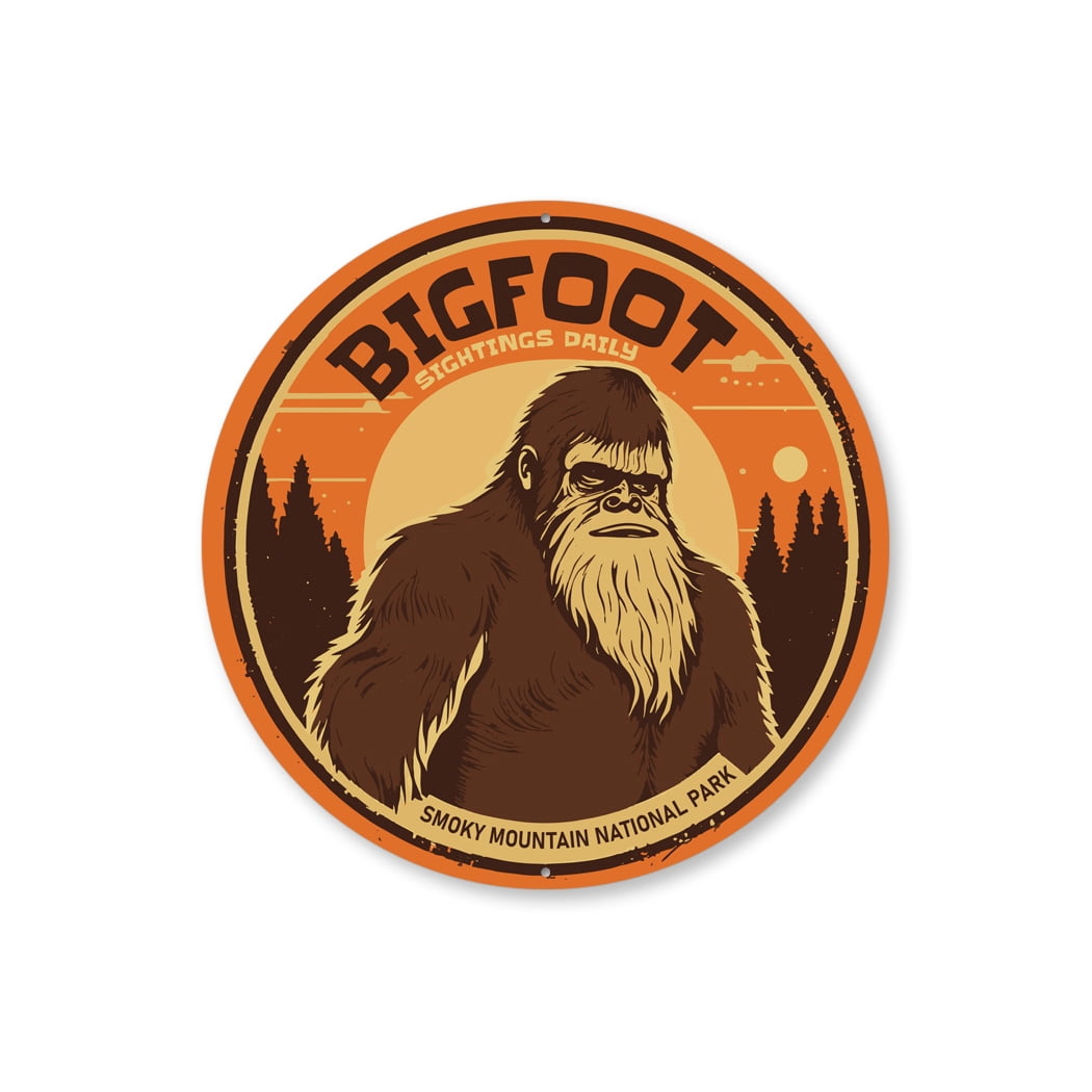 Bigfoot Sightings Smoky Mountain Aluminum Metal Decor Sign - 12" Round ...