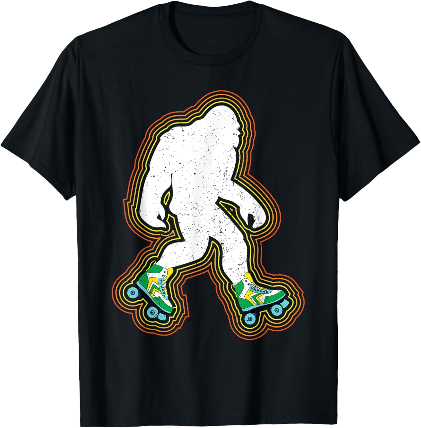 Bigfoot Skates Sasquatch Gift Clothes Vintage Roller Skating T-Shirt ...