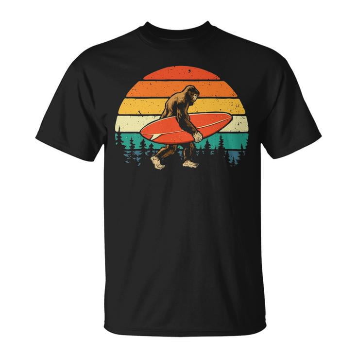 Bigfoot Surfer Retro Surfboard Graphic Tee Unisex Adult Cotton Beach ...
