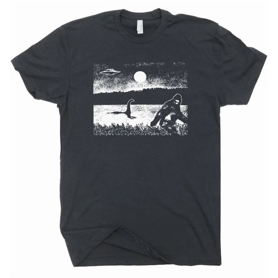 Bigfoot T Shirt Loch Ness Monster Ufo Weird Funny Sasquatch Cryptids ...