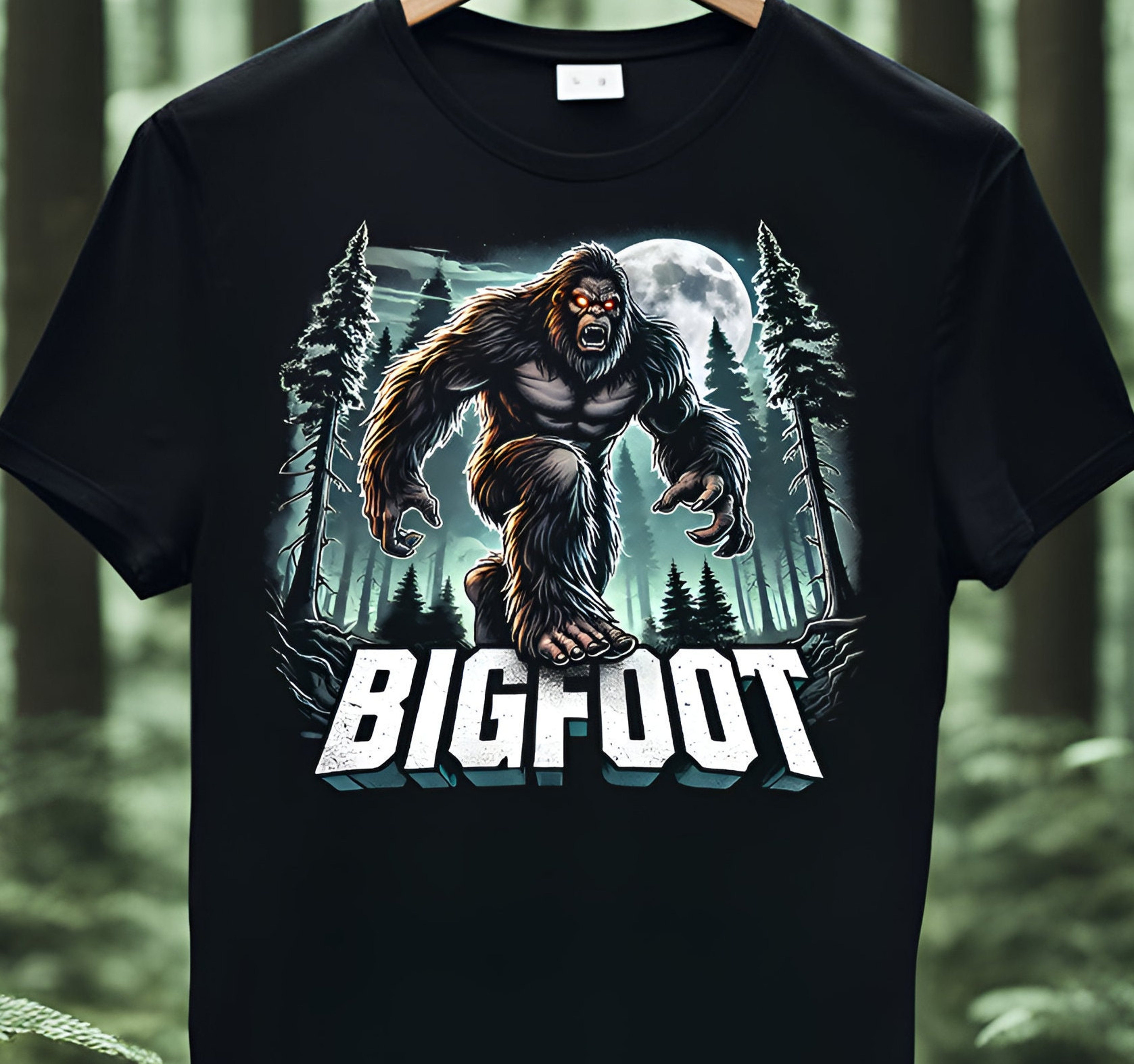 Bigfoot T-Shirt - Powerful Night Forest Design - Mystical Cryptid ...