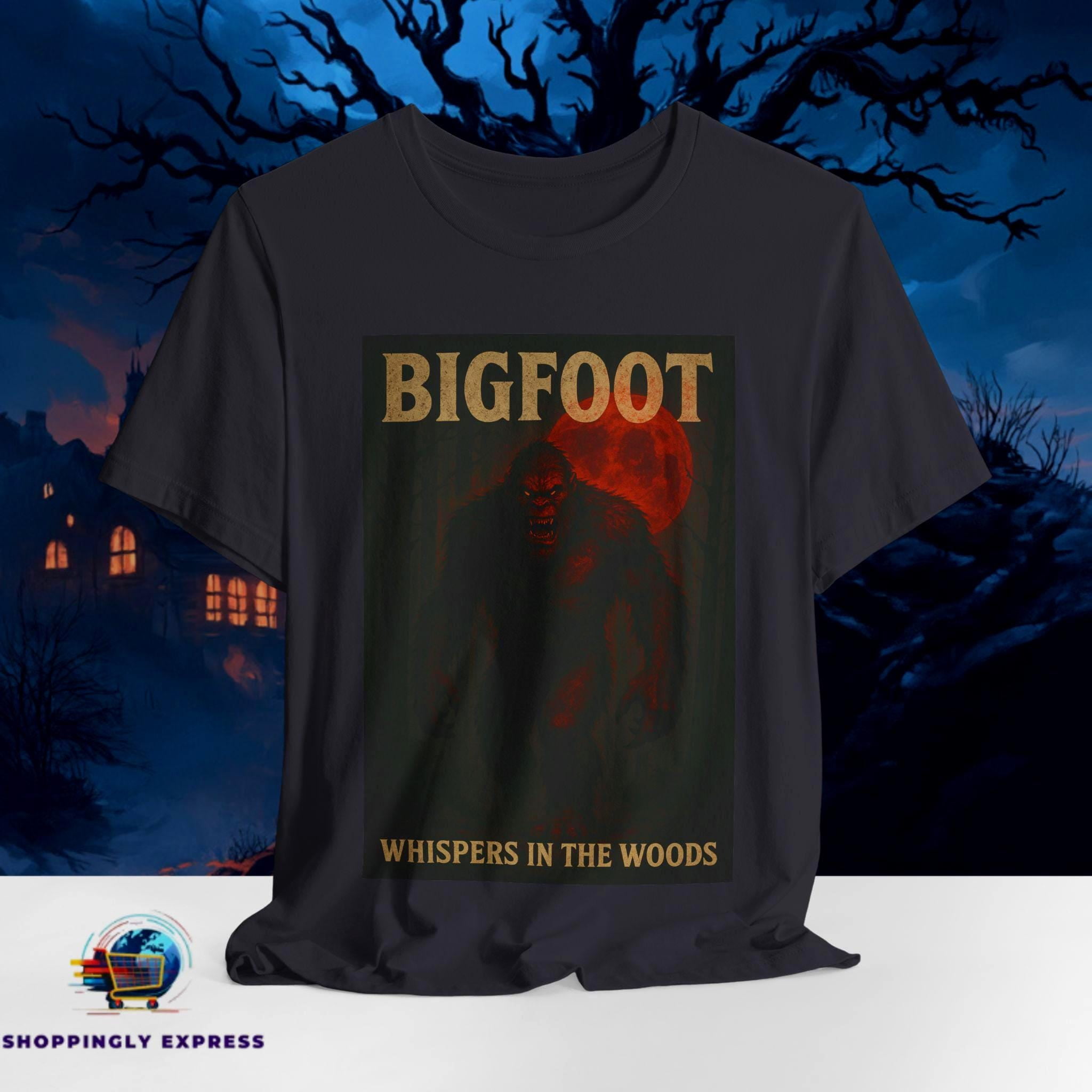 Bigfoot Terrifying Shirt | Whispers In The Woods Bigfoot Apparel | Halloween Horror Tee | Bella ...