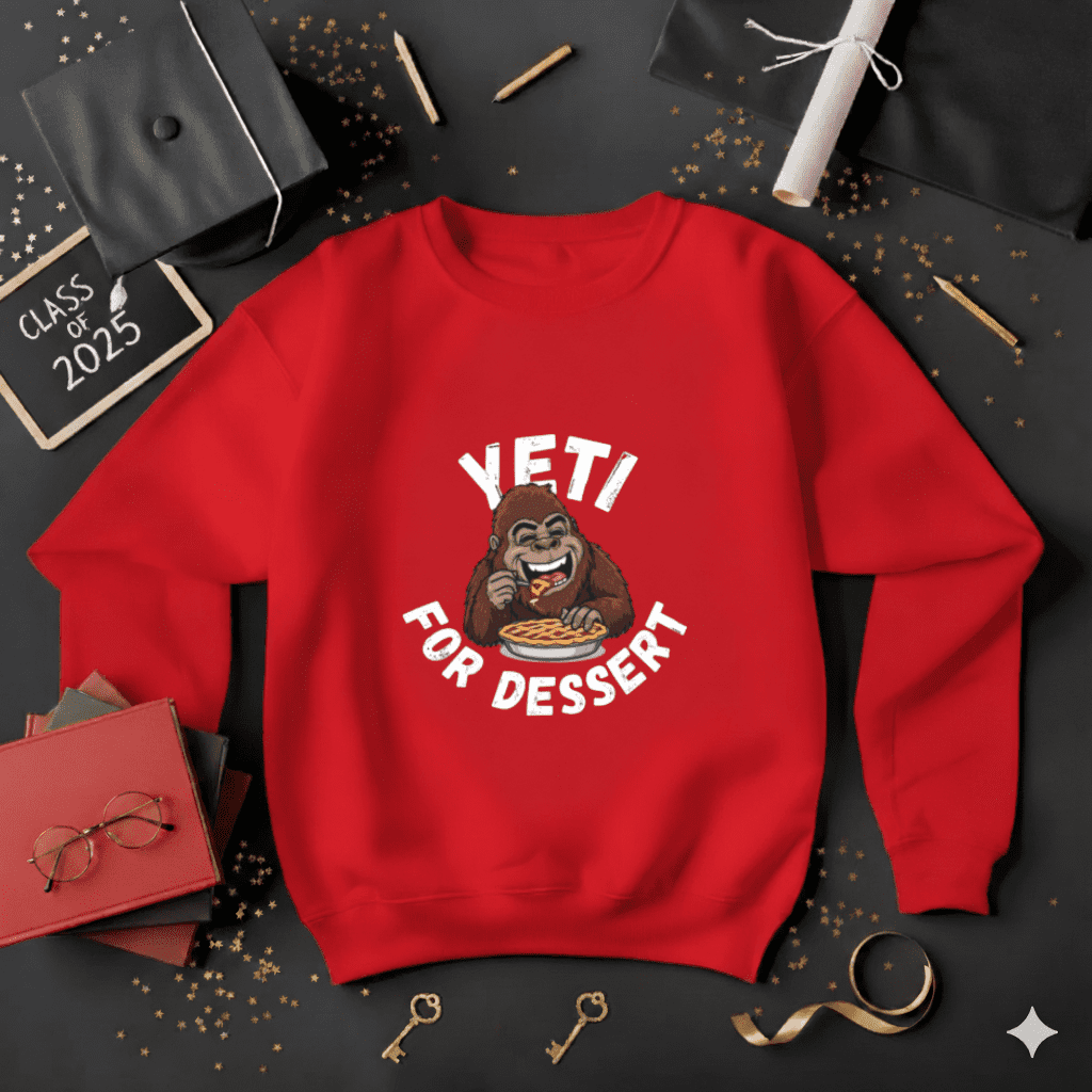 Bigfoot Thanksgiving Yeti Dessert Funny Holiday Humor Sweatshirt, up to ...