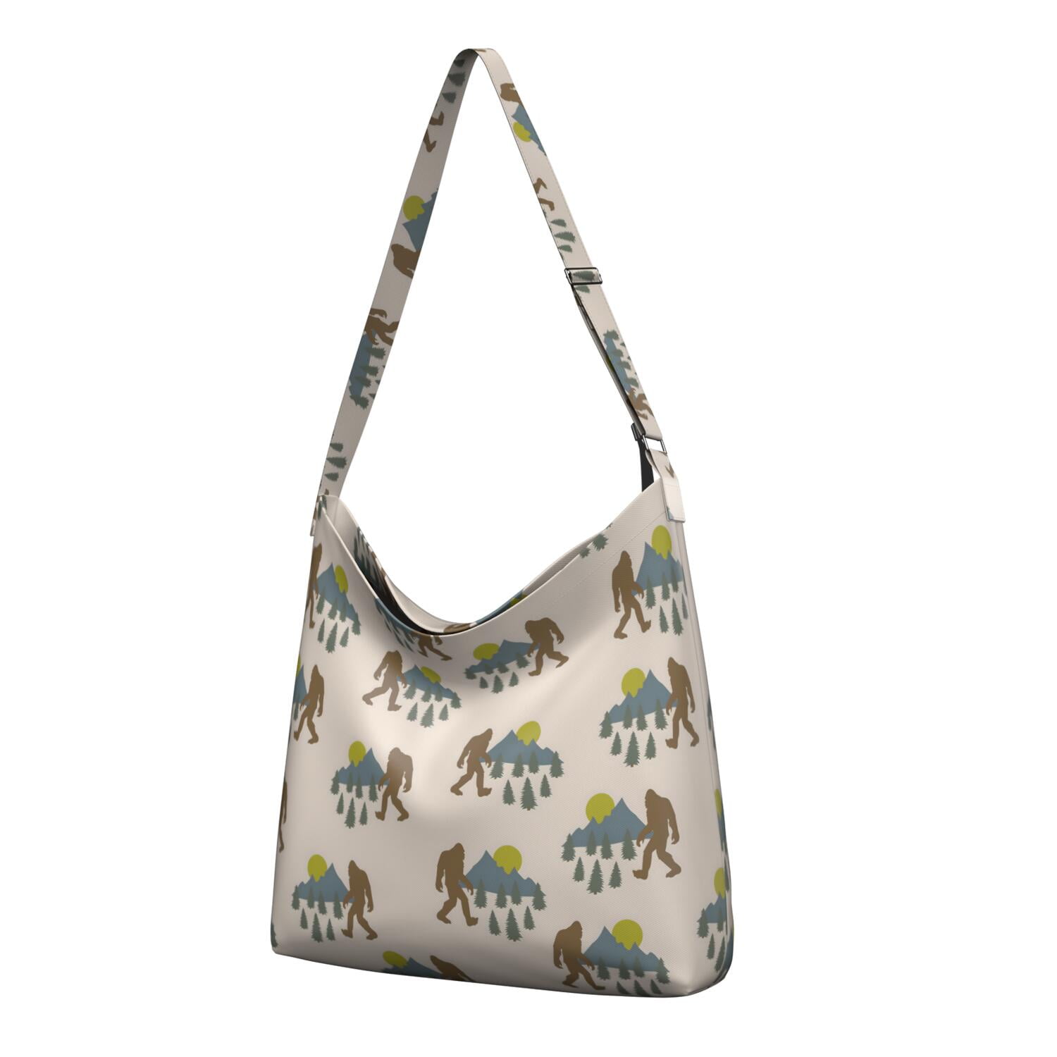 Bigfoot Themed Daily Carry Handbag - Multi-Pocket Casual Sling Tote Bag ...