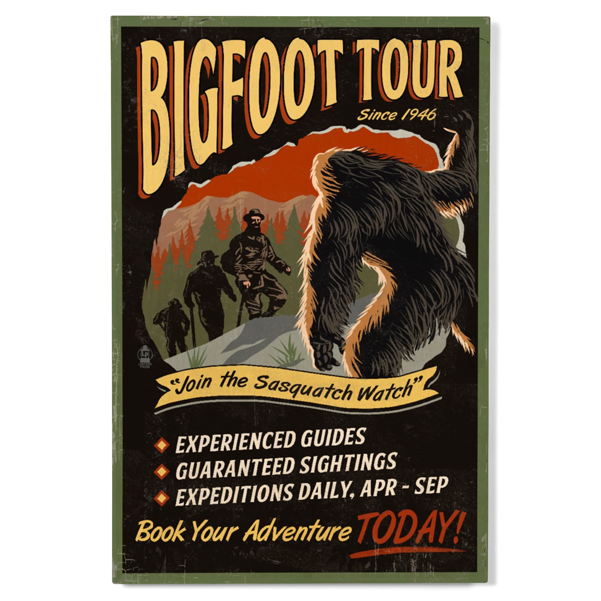 Bigfoot Tours, Vintage Sign (#2) Birch Wood Wall Sign (12x18 Rustic ...