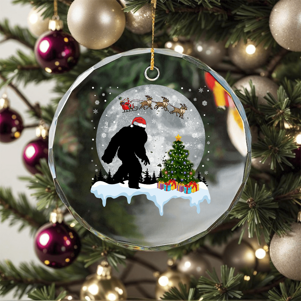 Bigfoot Tree Moon Reindeer Snow Ornament, Home Decor #446, Crystal ...