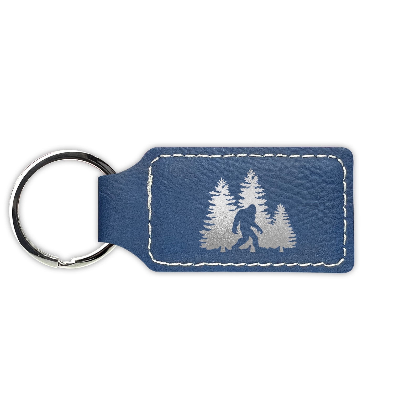 Bigfoot Trees Forest Keychain Leatherette Rectangle - Laser Engraved ...