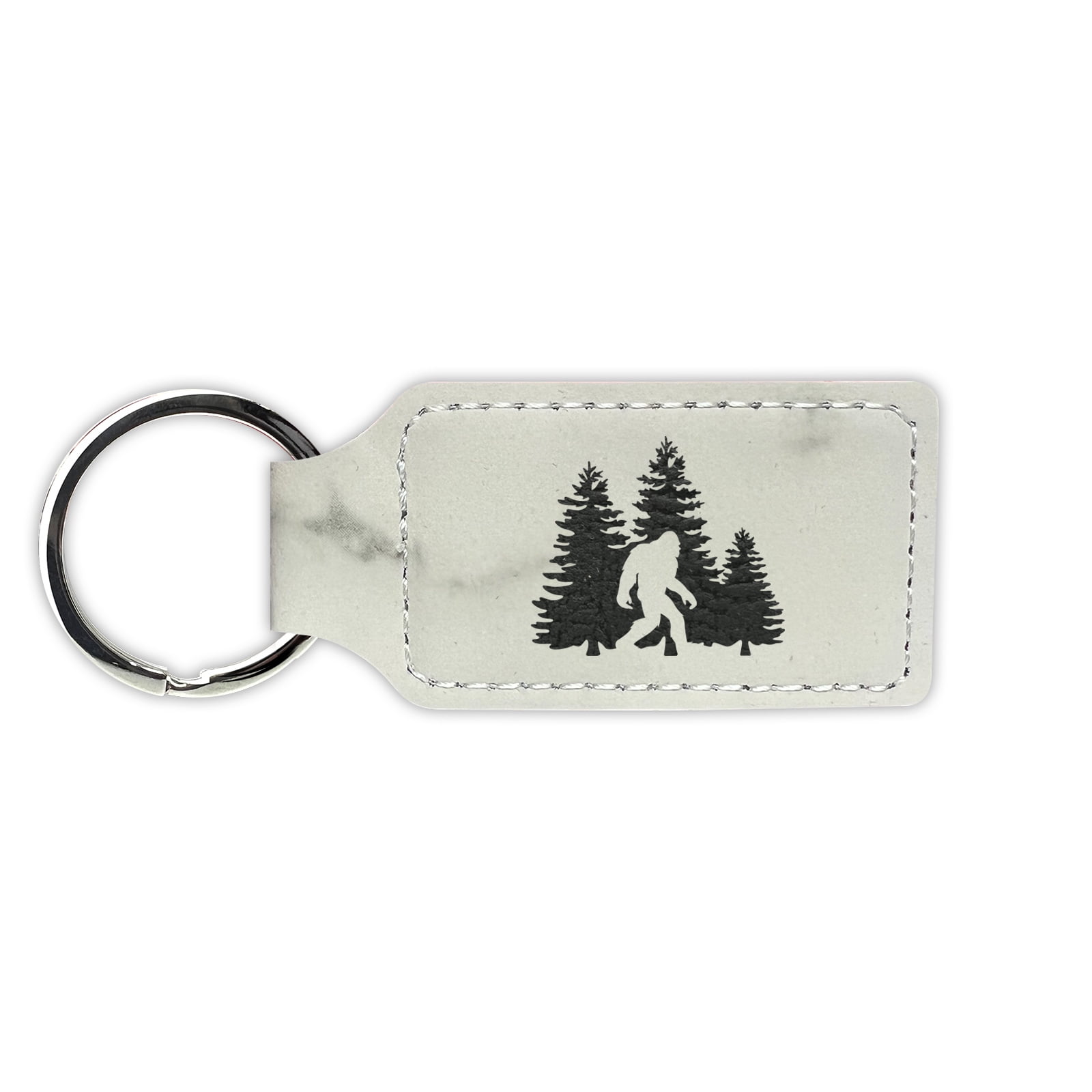 Bigfoot Trees Forest Keychain Leatherette Rectangle - Laser Engraved ...