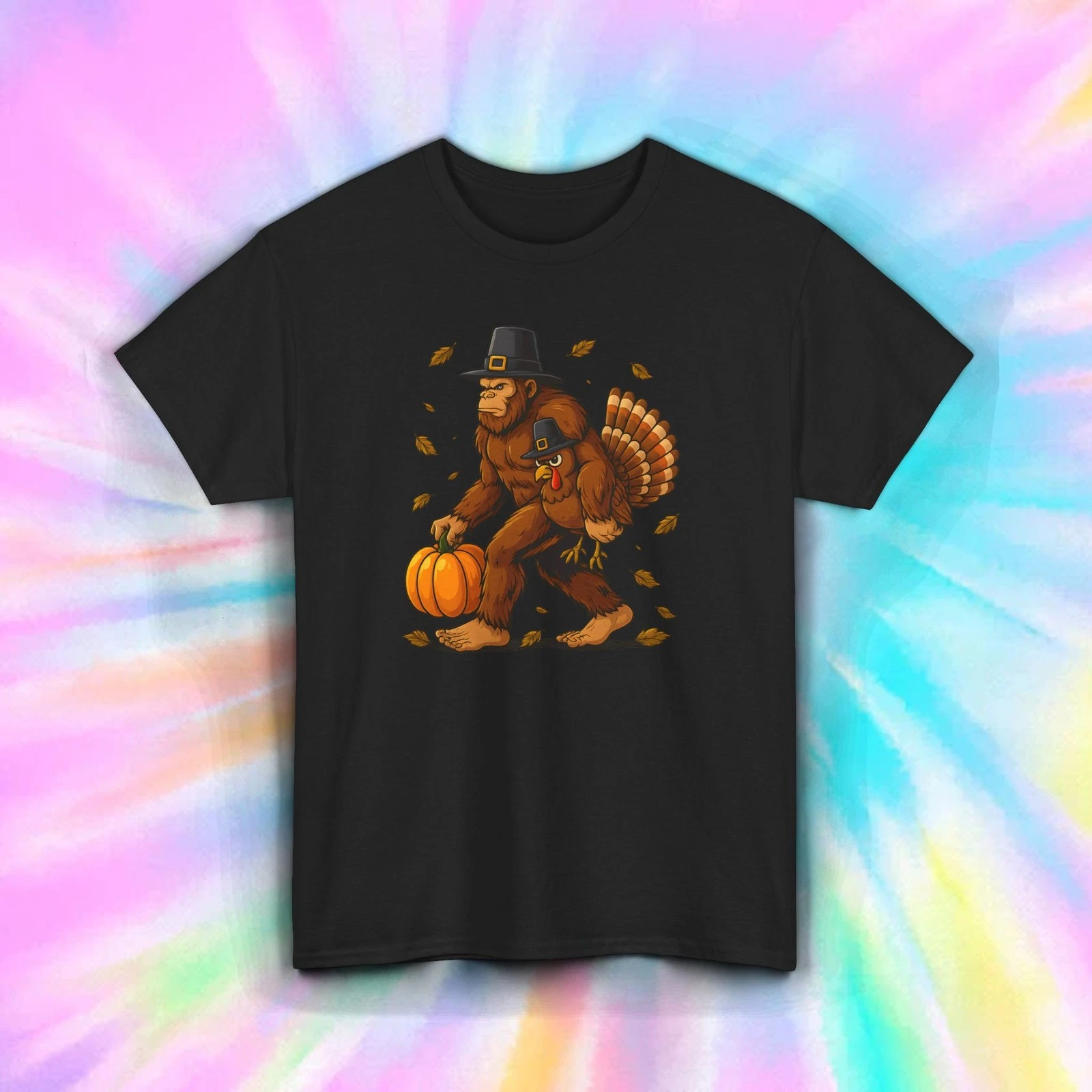 Bigfoot Turkey Funny Thanksgiving Sasquatch Pumpkin Graphic Unisex T ...