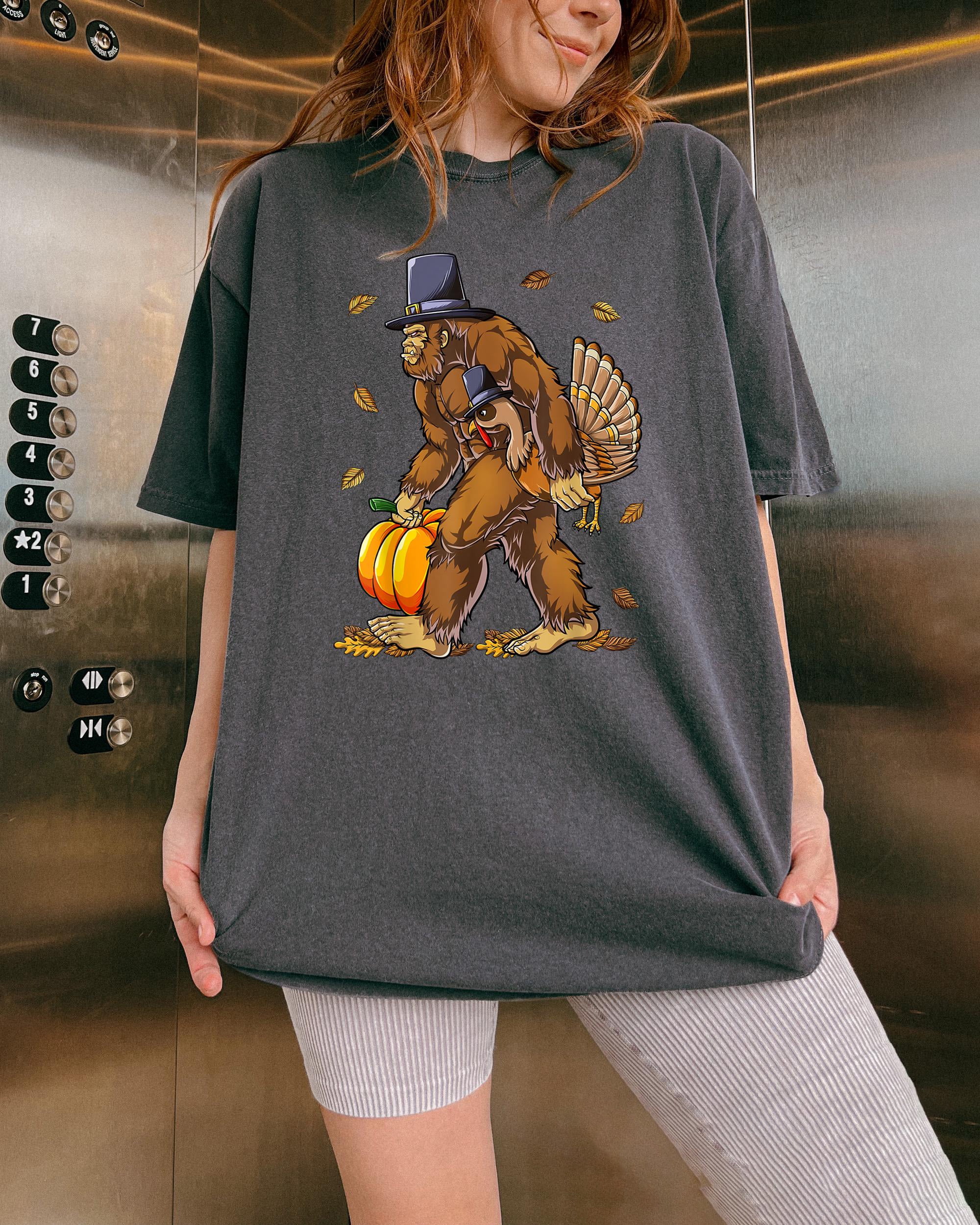 Bigfoot Turkey Pumpkin Thanksgiving Sasquatch T-Shirt, Thanksgiving ...