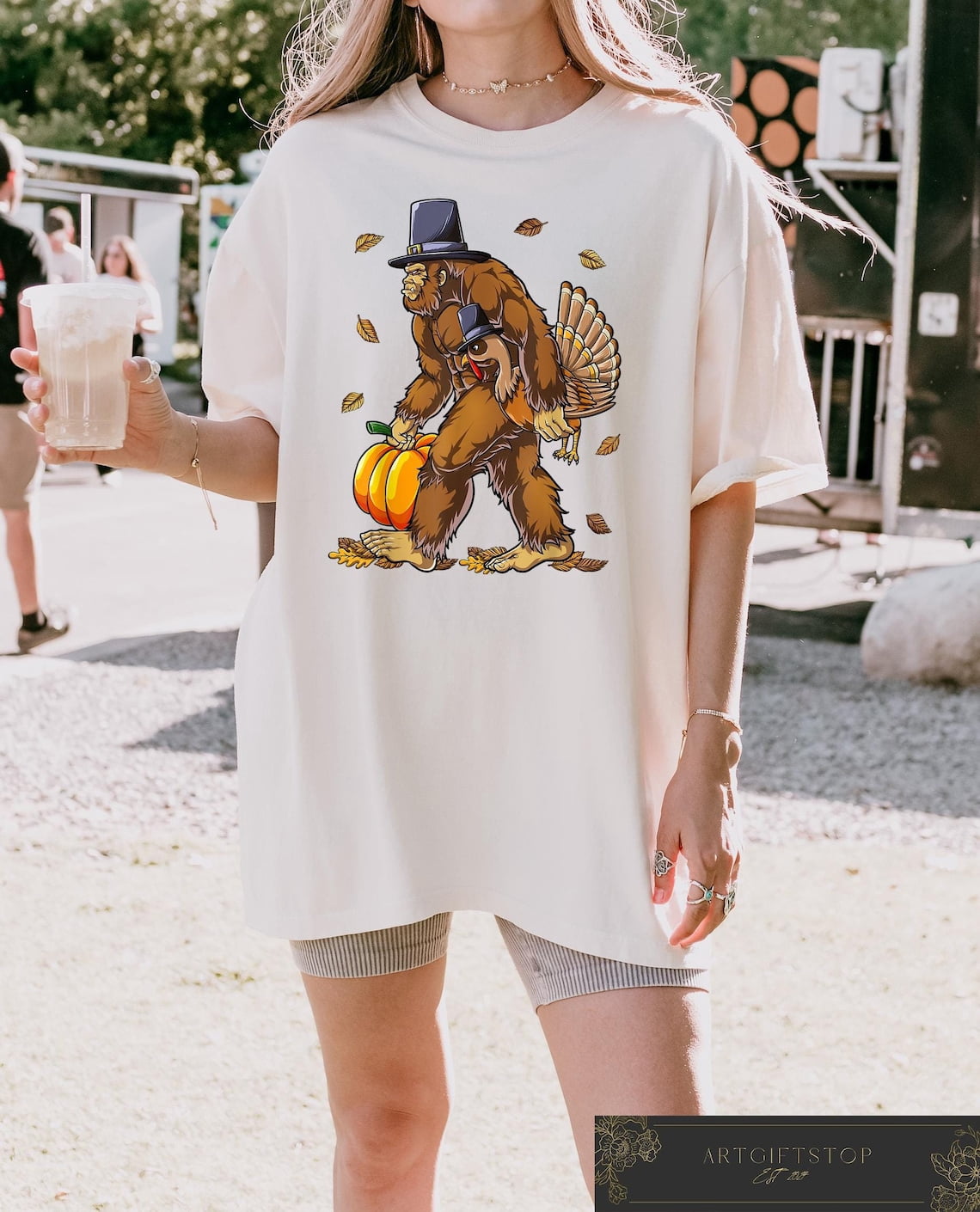 Bigfoot Turkey Pumpkin Thanksgiving T-Shirt, Thanksgiving Turkey Shirt ...
