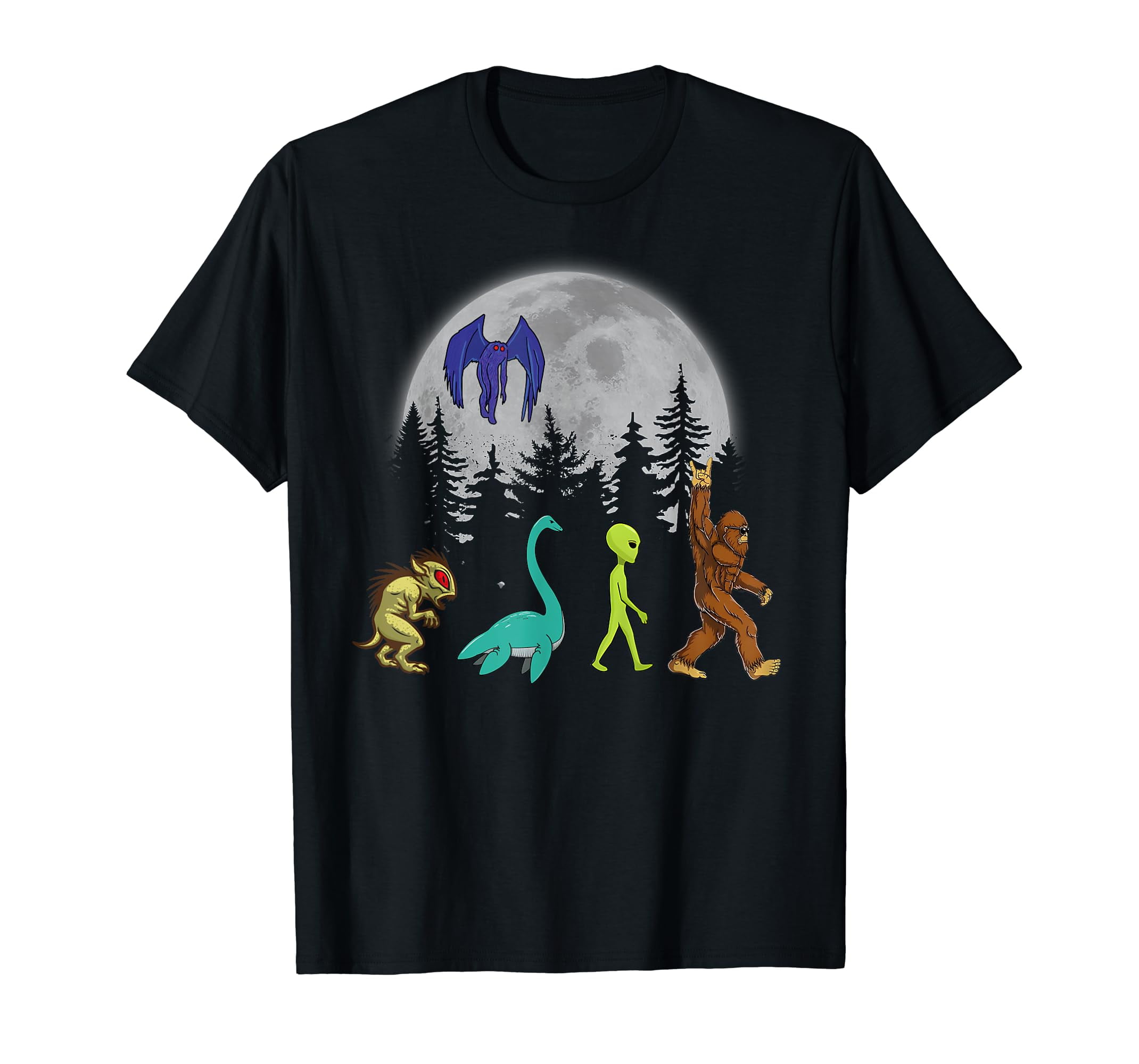 Bigfoot UFO Mothman Loch Ness Monster Cryptid Cryptozoology T-Shirt ...