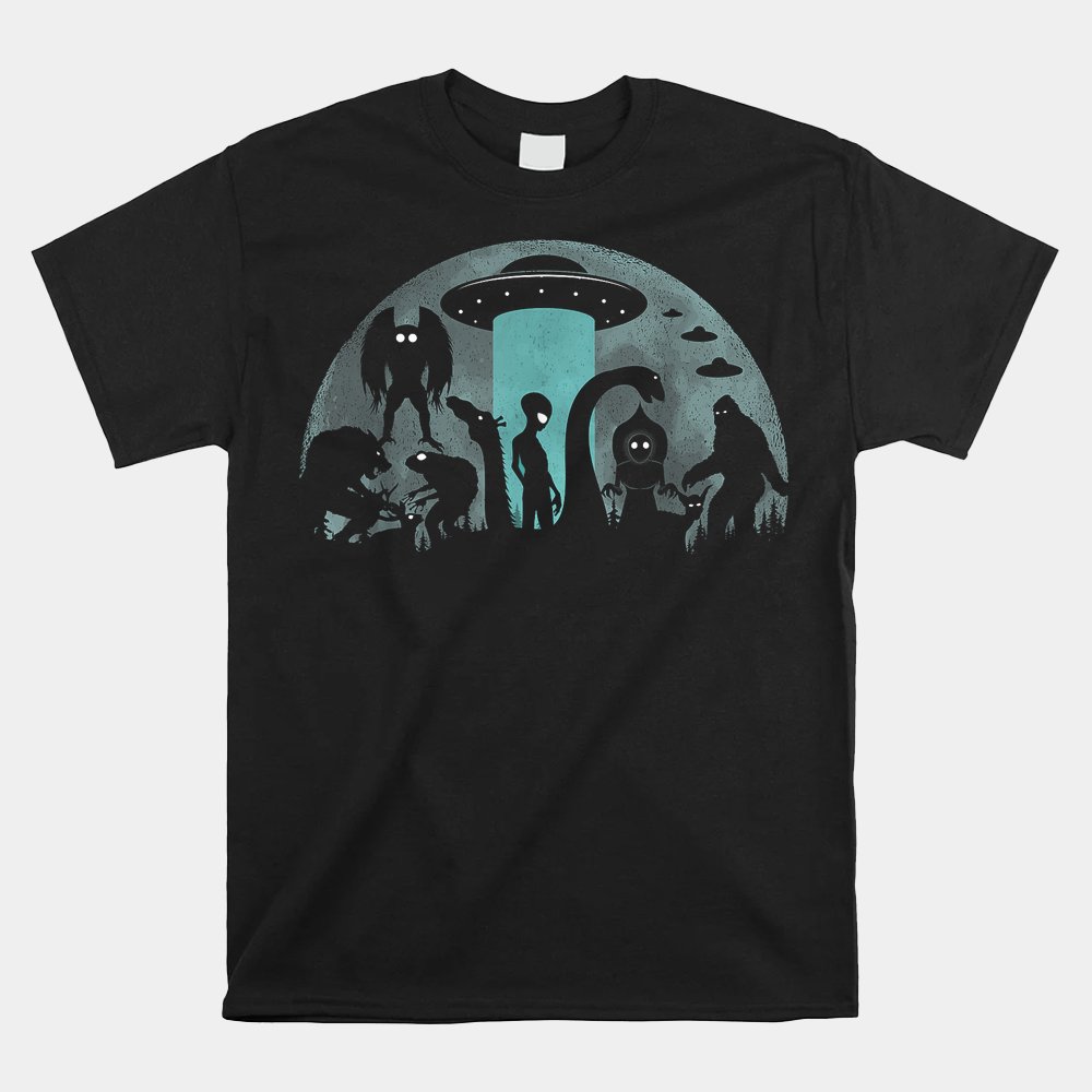 Bigfoot Ufo Loch Ness Monster Mothman And Aliens Cryptid Shirt ...