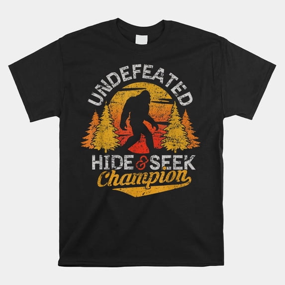 Bigfoot Undefeated Hide & Seek Champion Retro Sunset Unisex T-Shirt ...
