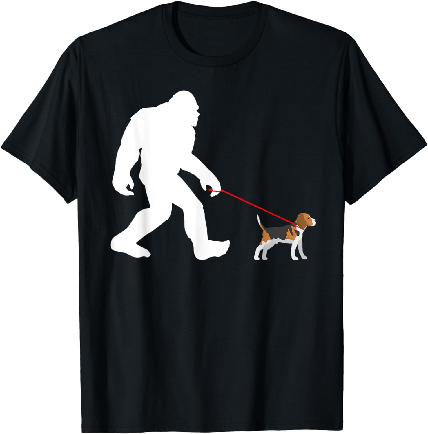 Bigfoot Walking Beagle Sasquatch with Beagle Dog T-Shirt - Walmart.com