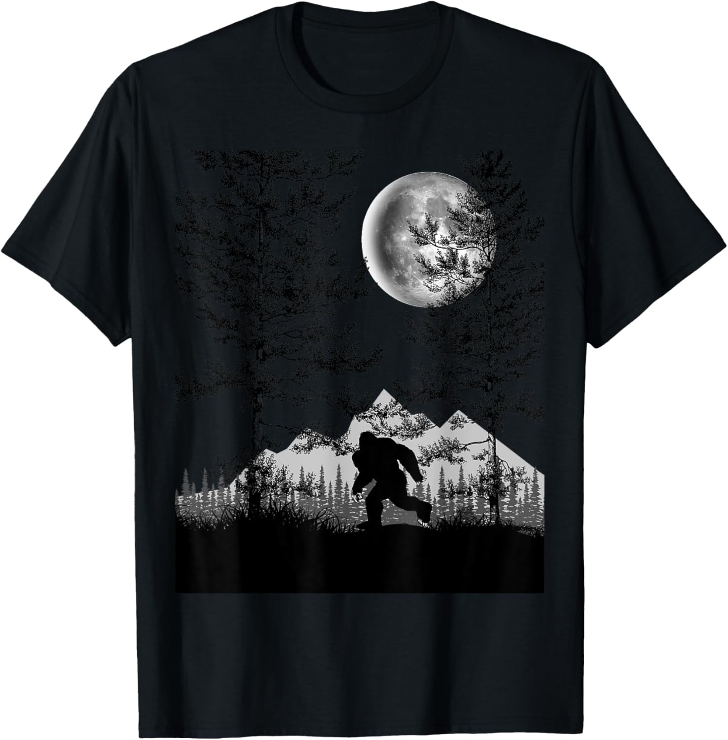 Bigfoot Walking in the Forest Moon Night Sky Sasquatch T-Shirt - Walmart.com
