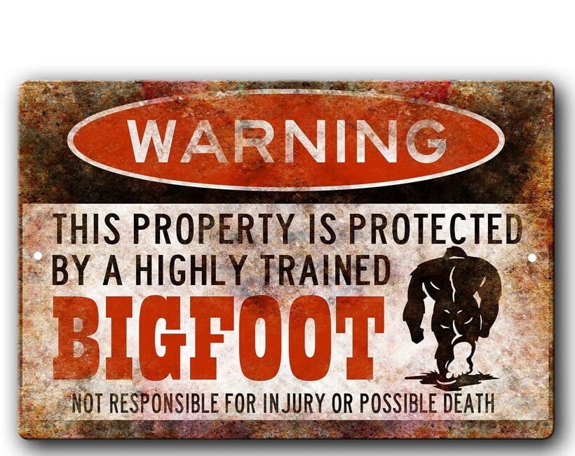 Bigfoot Warning Sign Folklore Decor Cryptozoologist Gift Funny ...