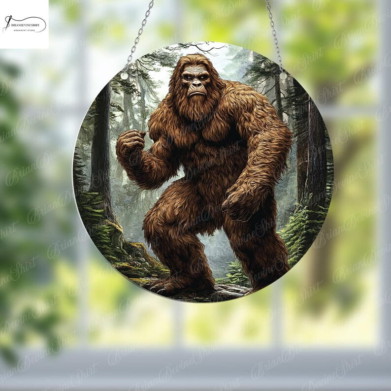 Bigfoot Window Hanging Acrylic Decor, Flat 2D Suncatcher, Forest ...
