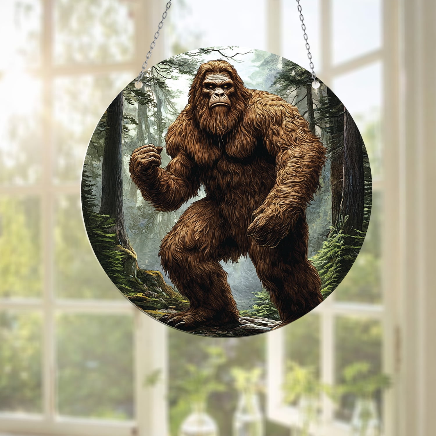 Bigfoot Window Hanging Acrylic Decor, Flat 2D Suncatcher, Forest ...
