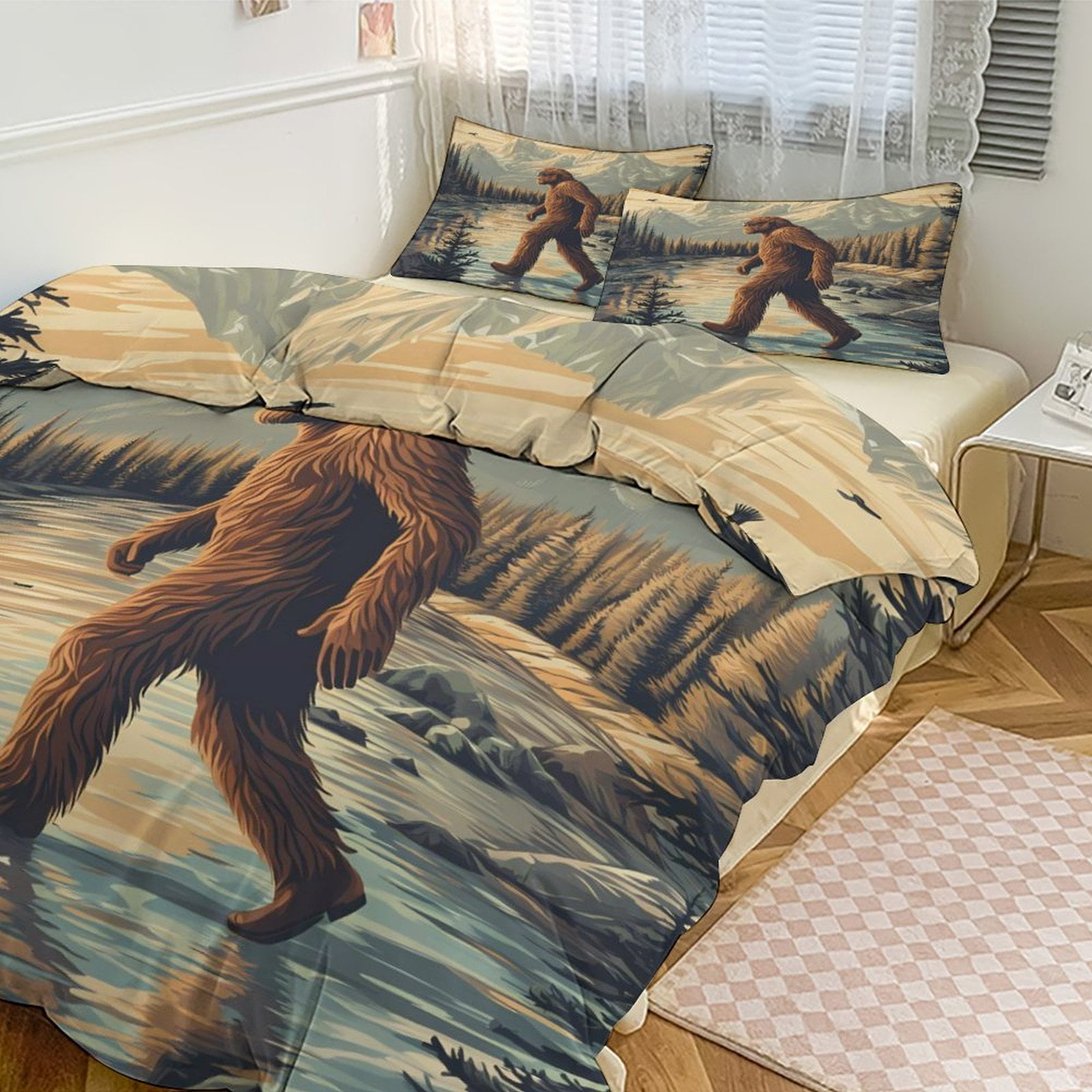 Bigfoot With Sunglasses Duvet Cover King&Queen Size Soft 3 Pieces Set 1 ...