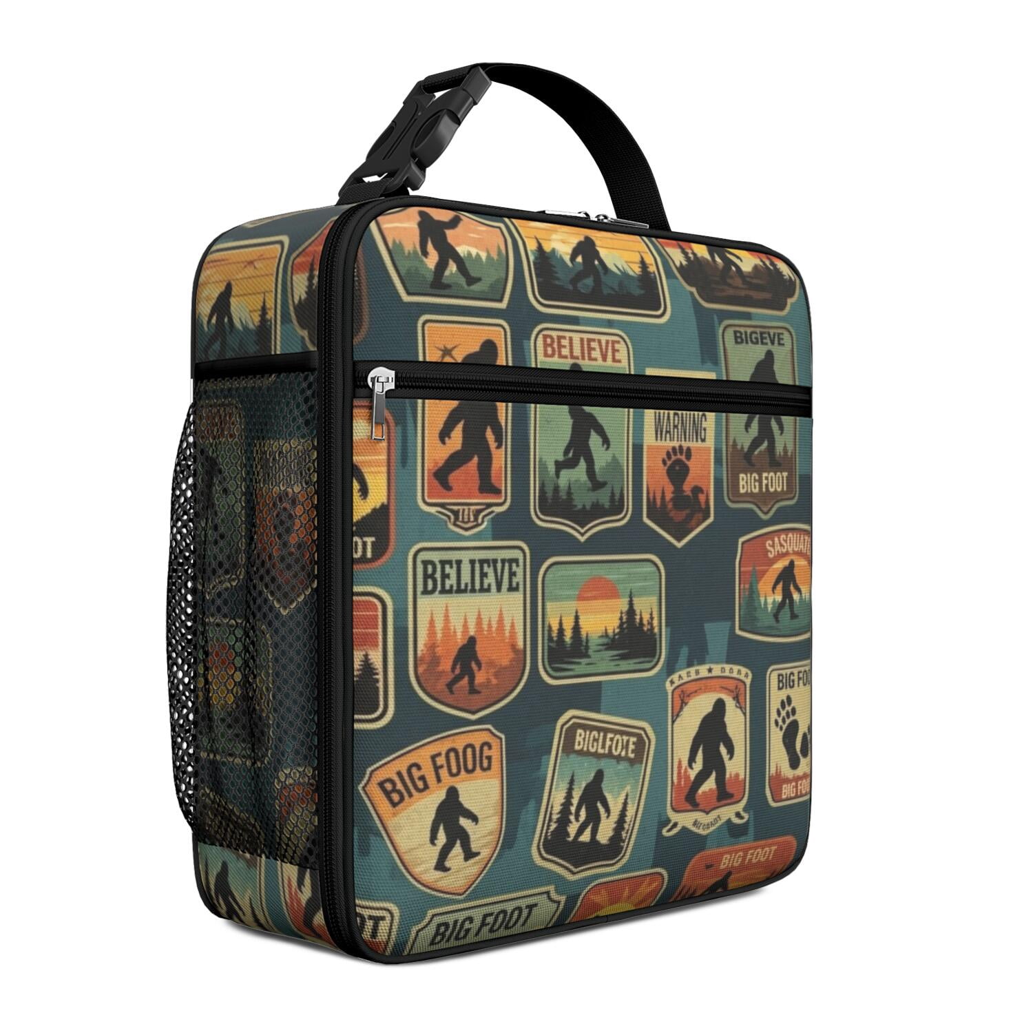 Bigfoot and Badge Blue Pattern Insulated Lunch Bag Teens,Lunch Box for ...