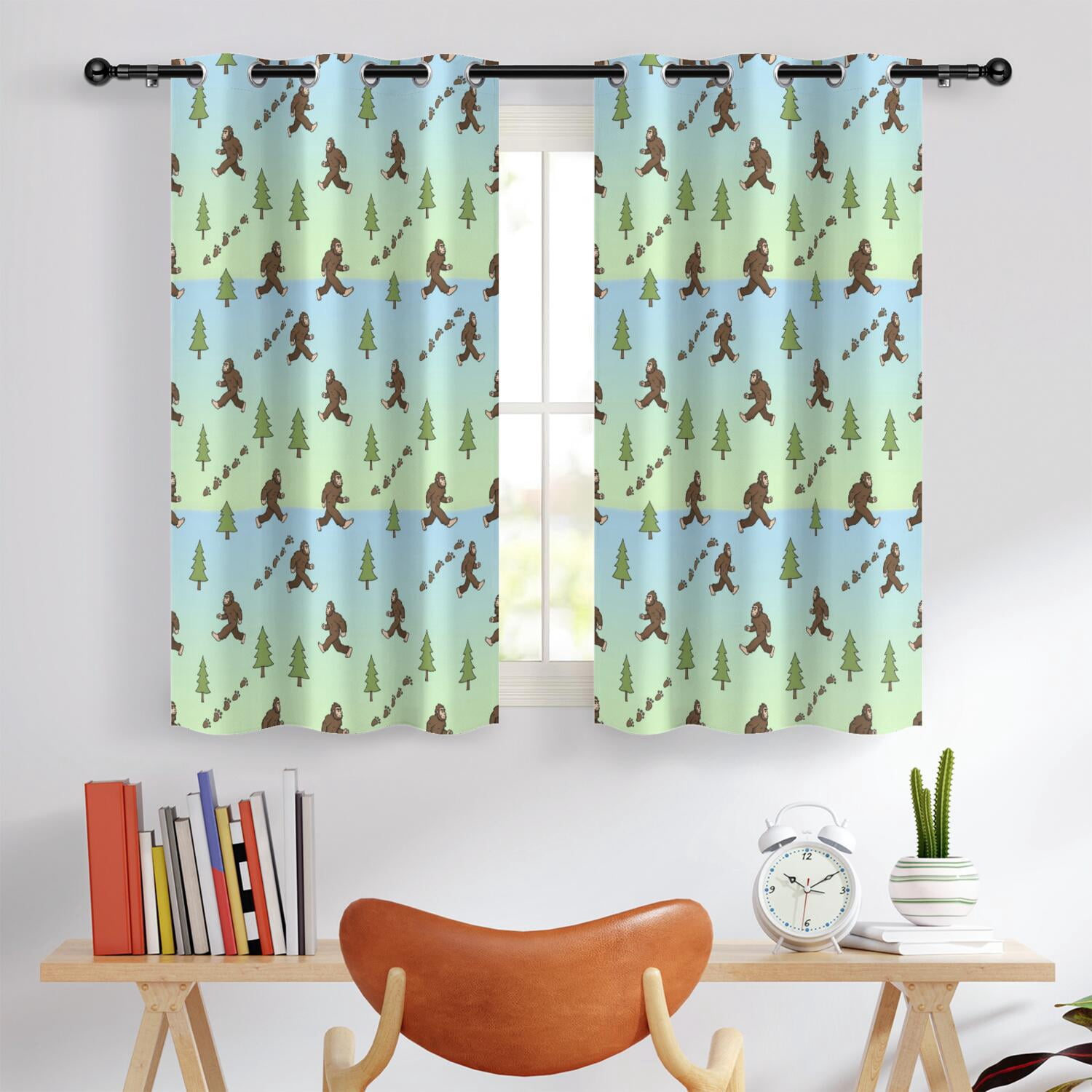 Bigfoot and Trail Blue Pattern Blackout Curtains,Triple Weaved Fabric ...