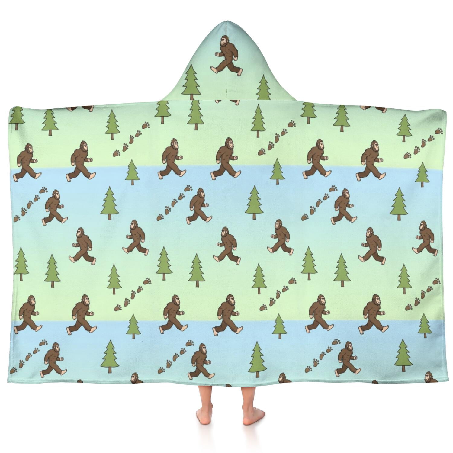 Bigfoot and Trail Blue Pattern Teens Hooded Bath Towel Wrap for Ages 3 ...