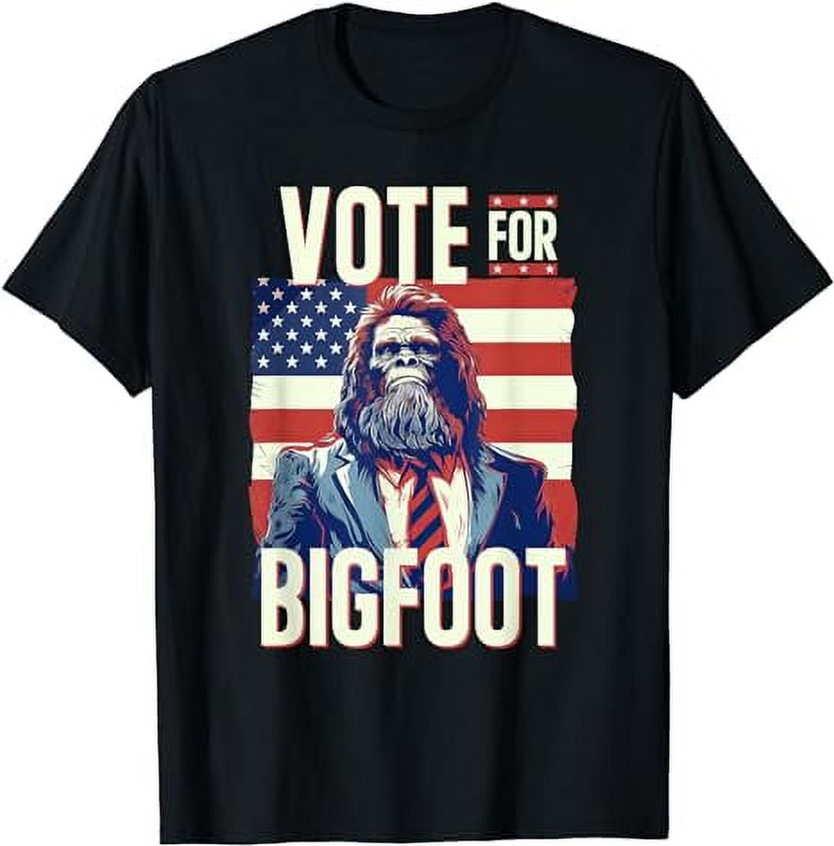 Bigfoot for President Election Vote Sasquatch USA Flag 2024 T-Shirt ...