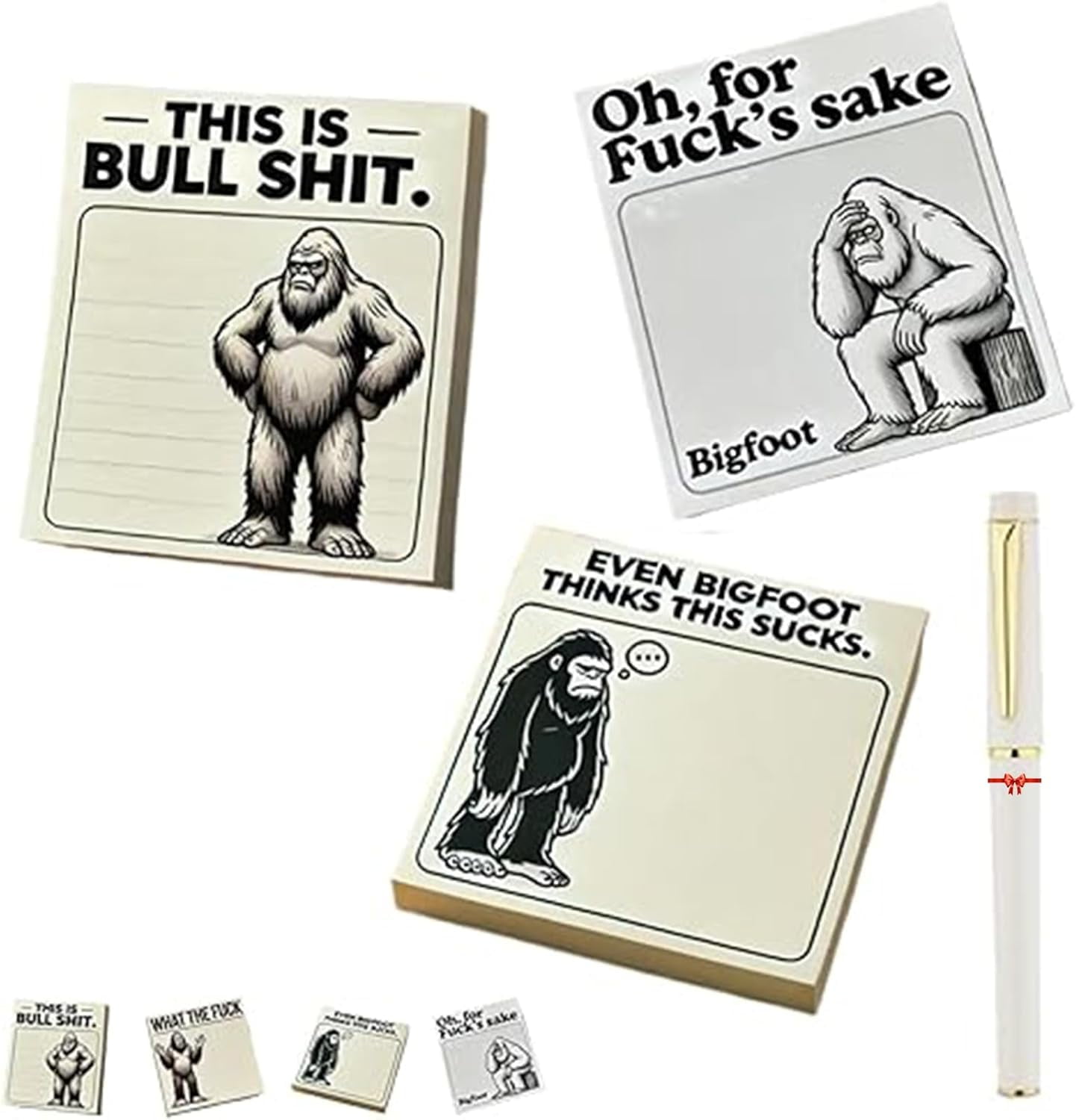 Bigfoot's Brutal Sticky Notes, Funny Bigfoot Sticky Notes for When ...