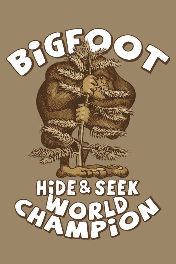 Bigfoot with Tree, Hide and Seek World Champion (36x54 Giclee Gallery ...