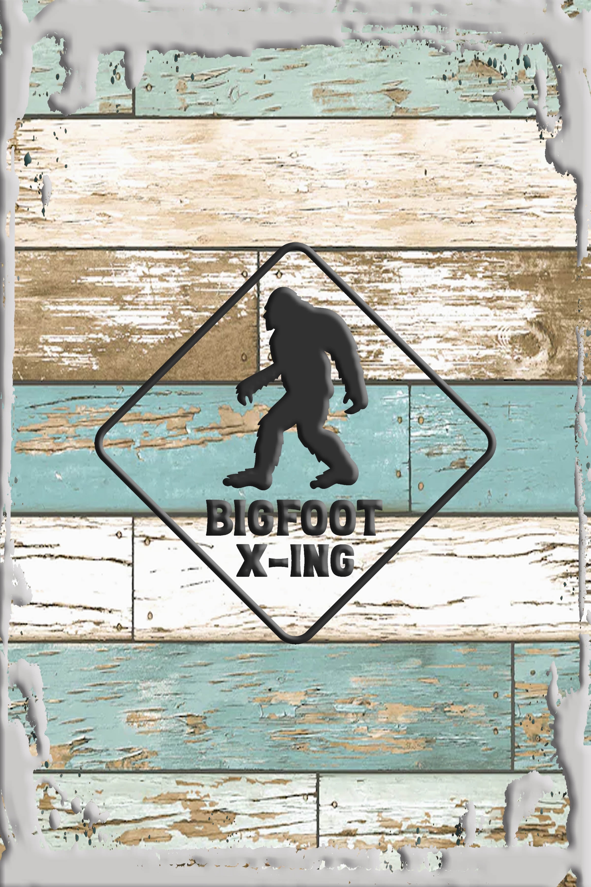 Bigfoot x-ing sign caution warning funny sasquatch creature White Wall ...