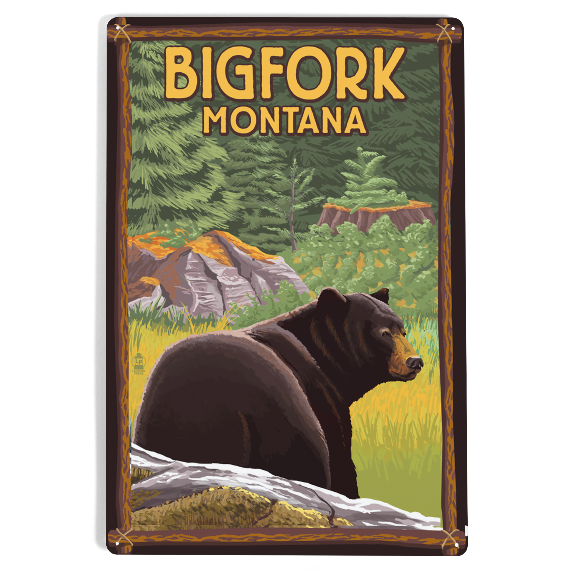 Bigfork, Montana, Bear in Forest (12x18 Aluminum Art, Indoor Outdoor ...